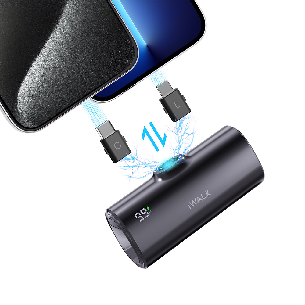 iWALK LinkPod X|with USB C and Lightning Plugs Portable Charger